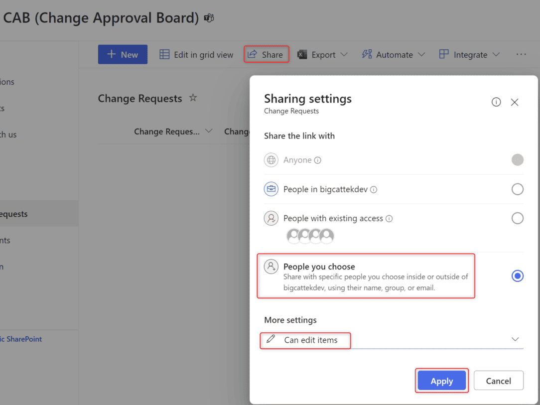 Building a Change Management Request System with Microsoft 365